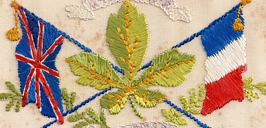 Silk embroidered postcards